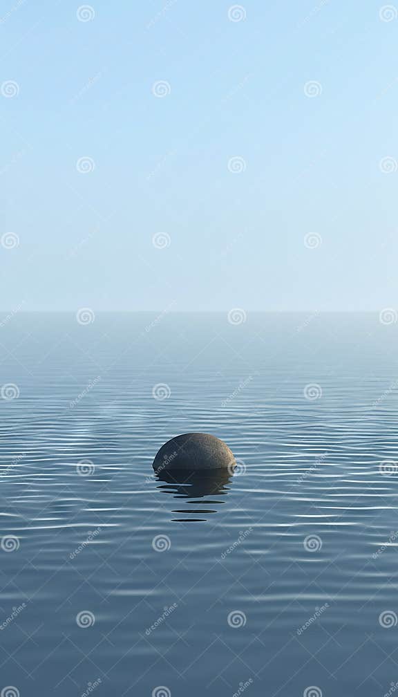 The Simplicity of a Single Stone Floating in the Sea Stock Illustration ...
