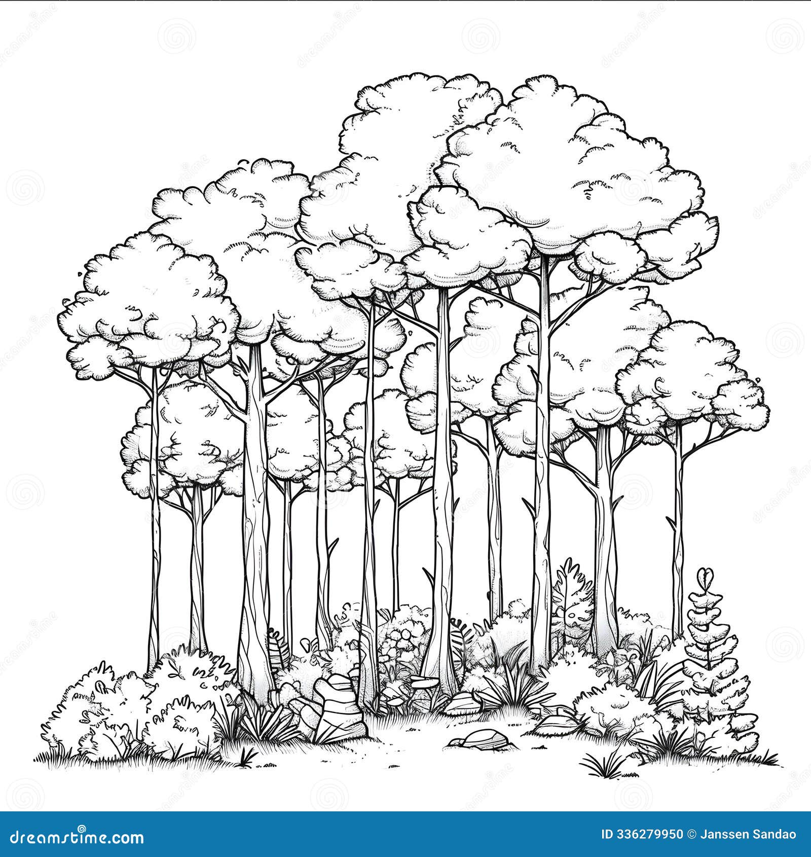 Simplified Amazon Forrest One Line Drawing Stock Illustration ...