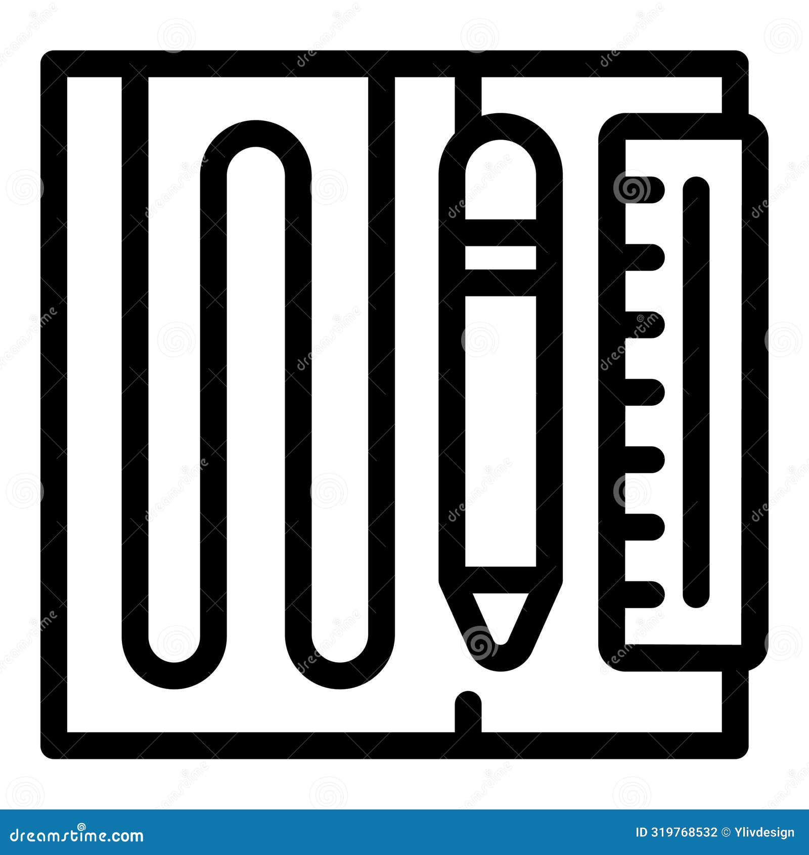 Simplified Black Linear Icon of a Closed Notebook with a Pen and a ...