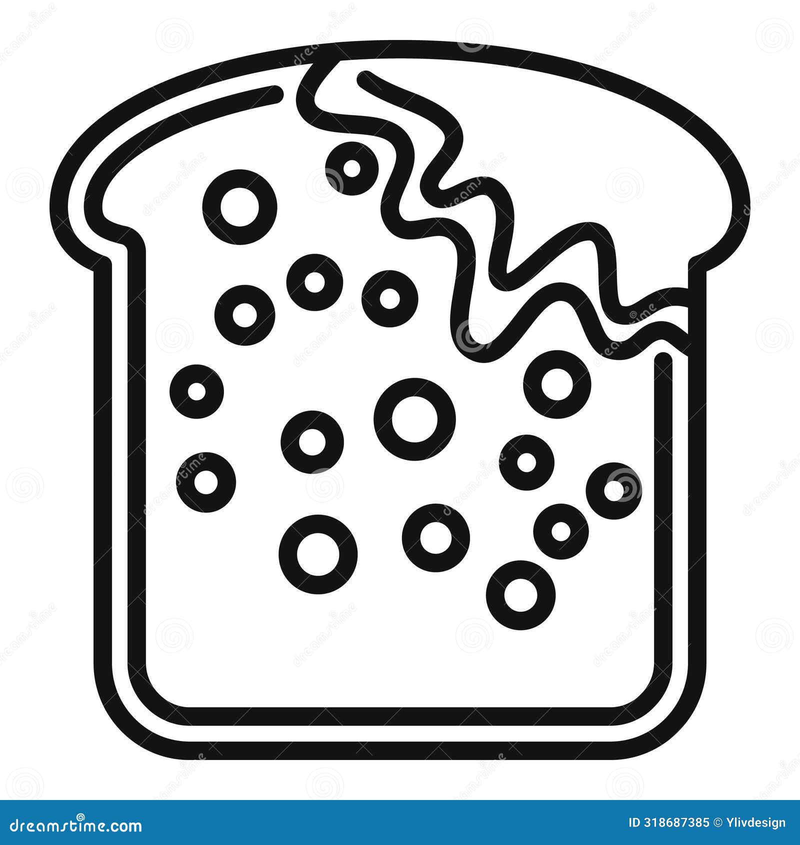 Outline of Bread Slice with Jam and Circles Illustration Stock ...