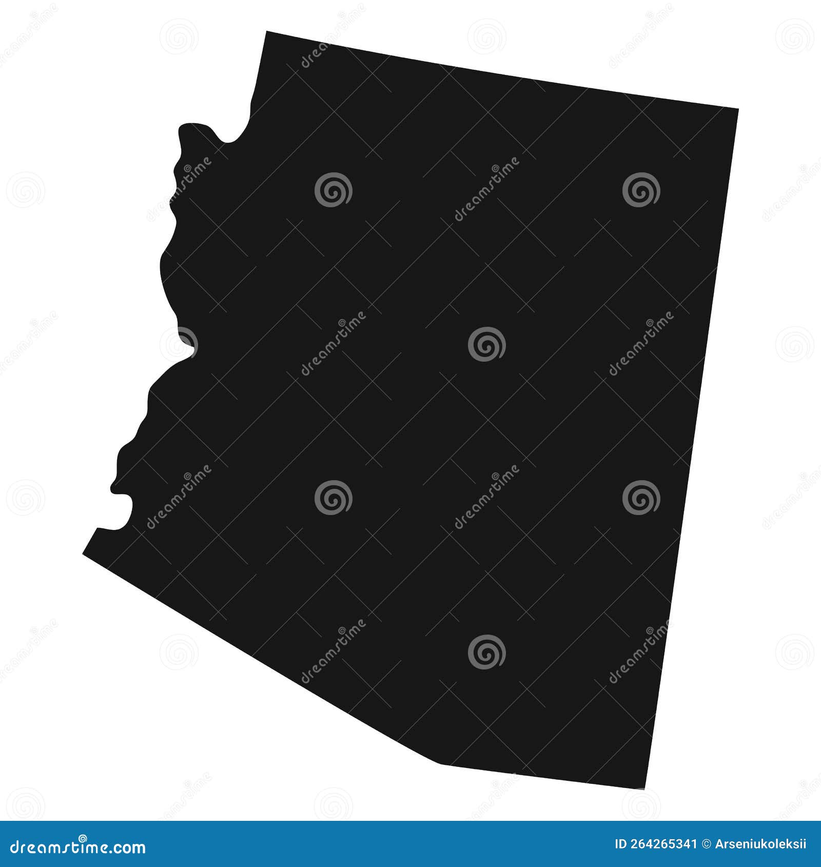 Simplified Black Silhouette of Arizona State Border Stock Vector ...