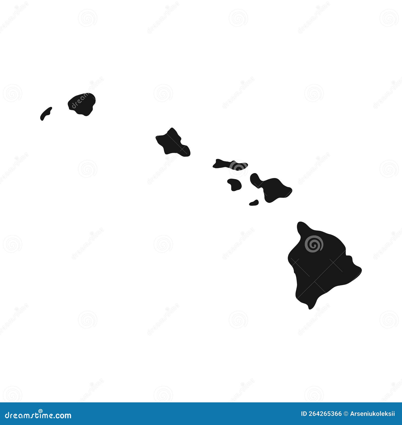 Simplified Black Silhouette of Hawaii Islands Border Stock Vector ...