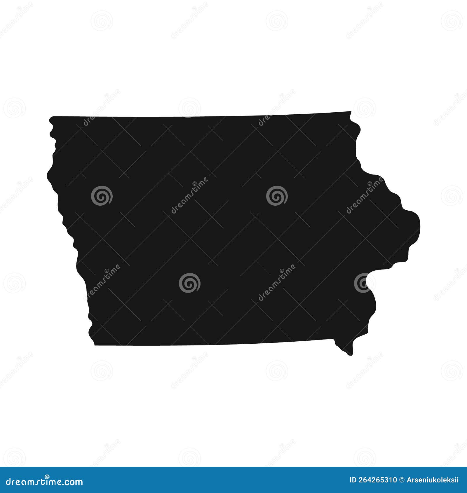 Simplified Black Silhouette of Iowa State Border Stock Vector ...