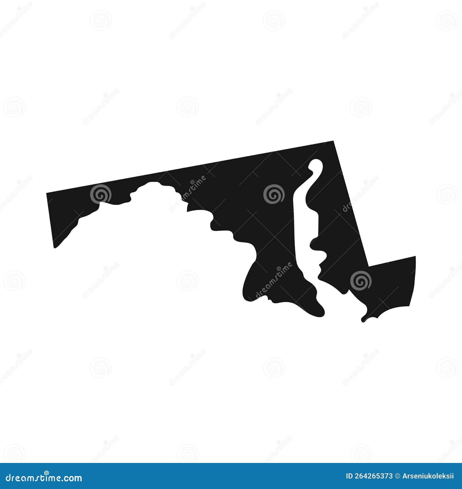 Simplified Black Silhouette of Maryland State Border Stock Vector ...
