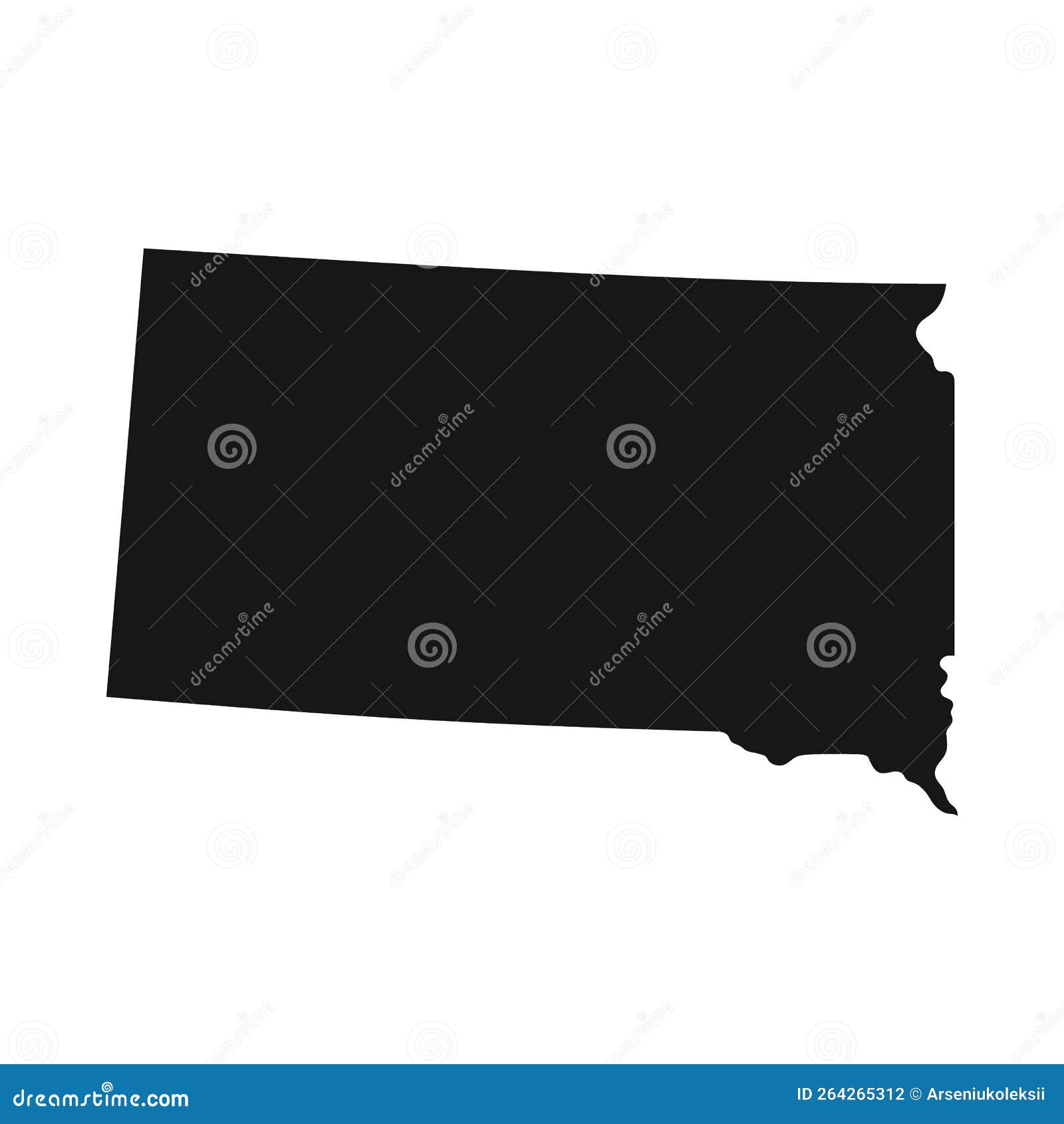 Simplified Black Silhouette of South Dakota State Border Stock Vector ...