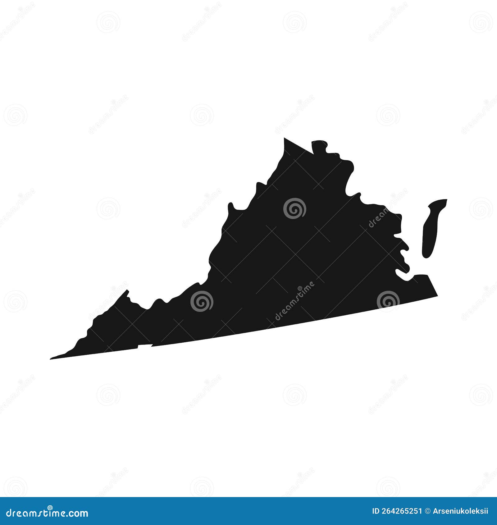 Simplified Black Silhouette of Virginia State Border Stock Vector ...