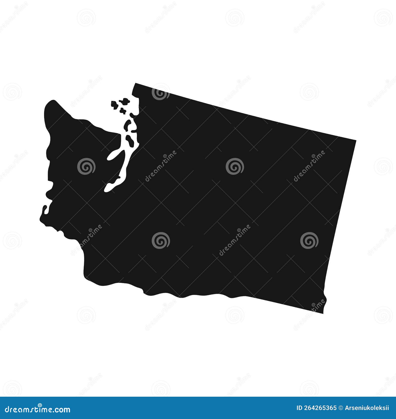 Simplified Black Silhouette of Washington State Border Stock Vector ...