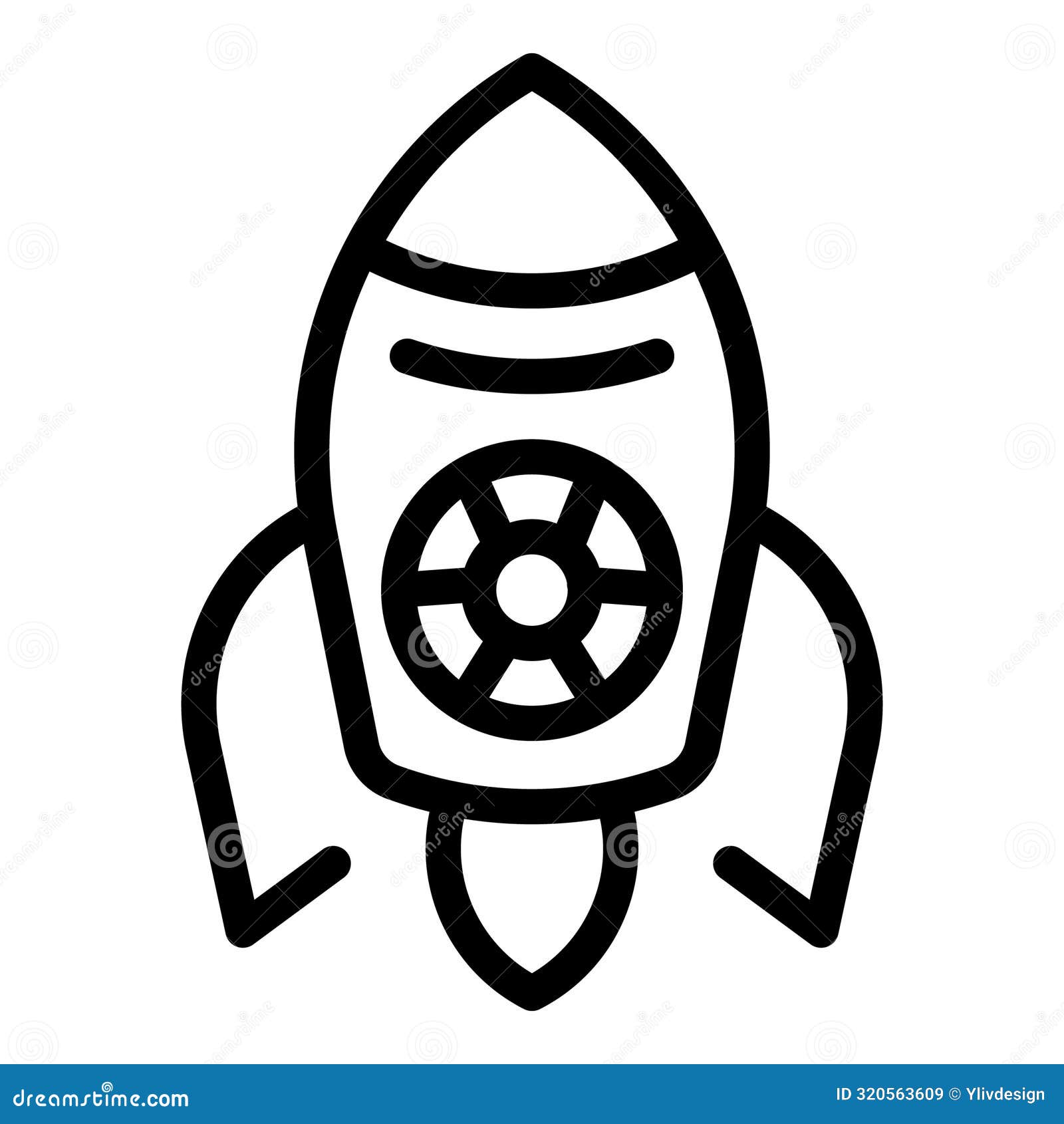 Simplified Black and White Rocket Icon Stock Vector - Illustration of ...