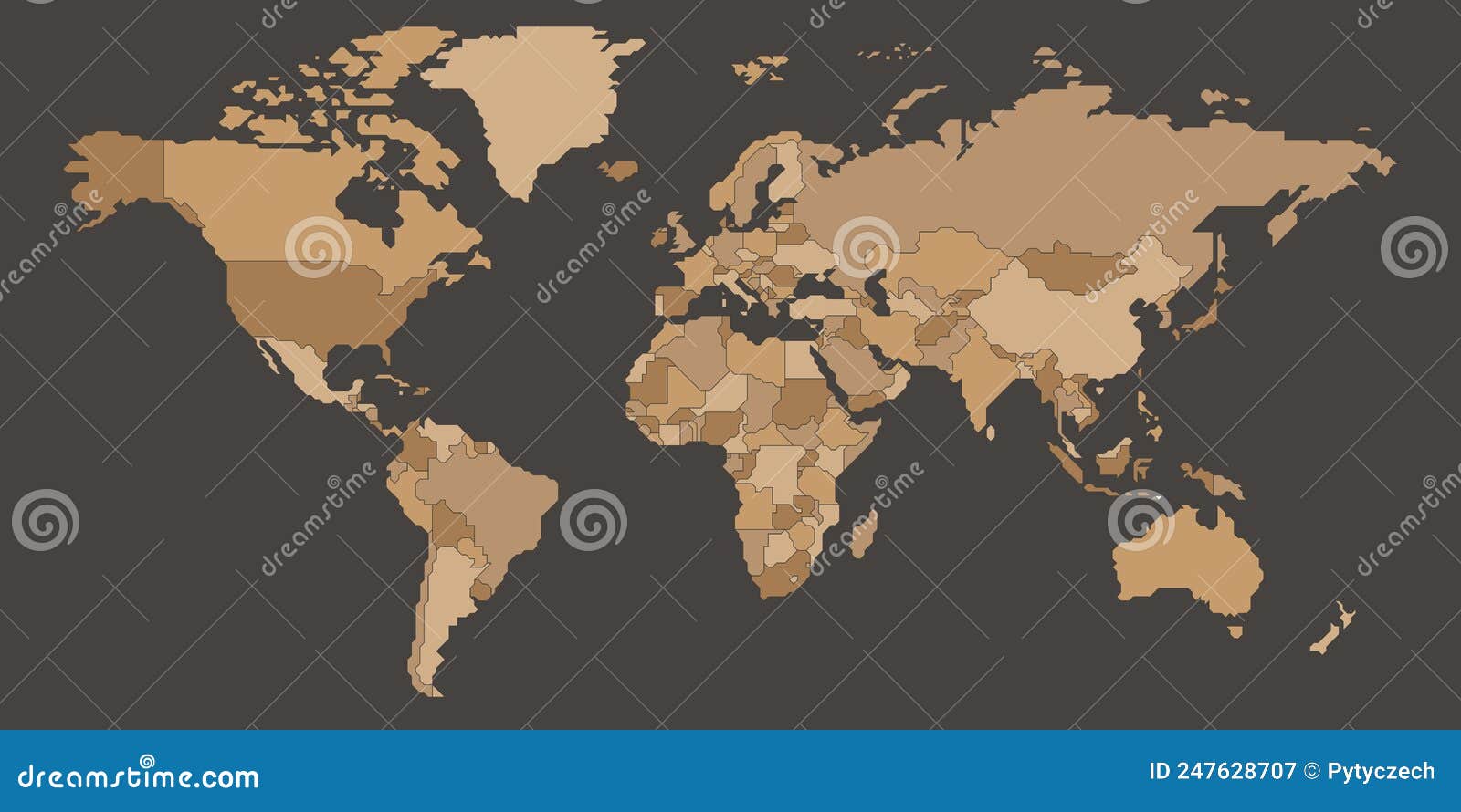 Simplified Blank Smooth Border World Map Stock Vector - Illustration of ...