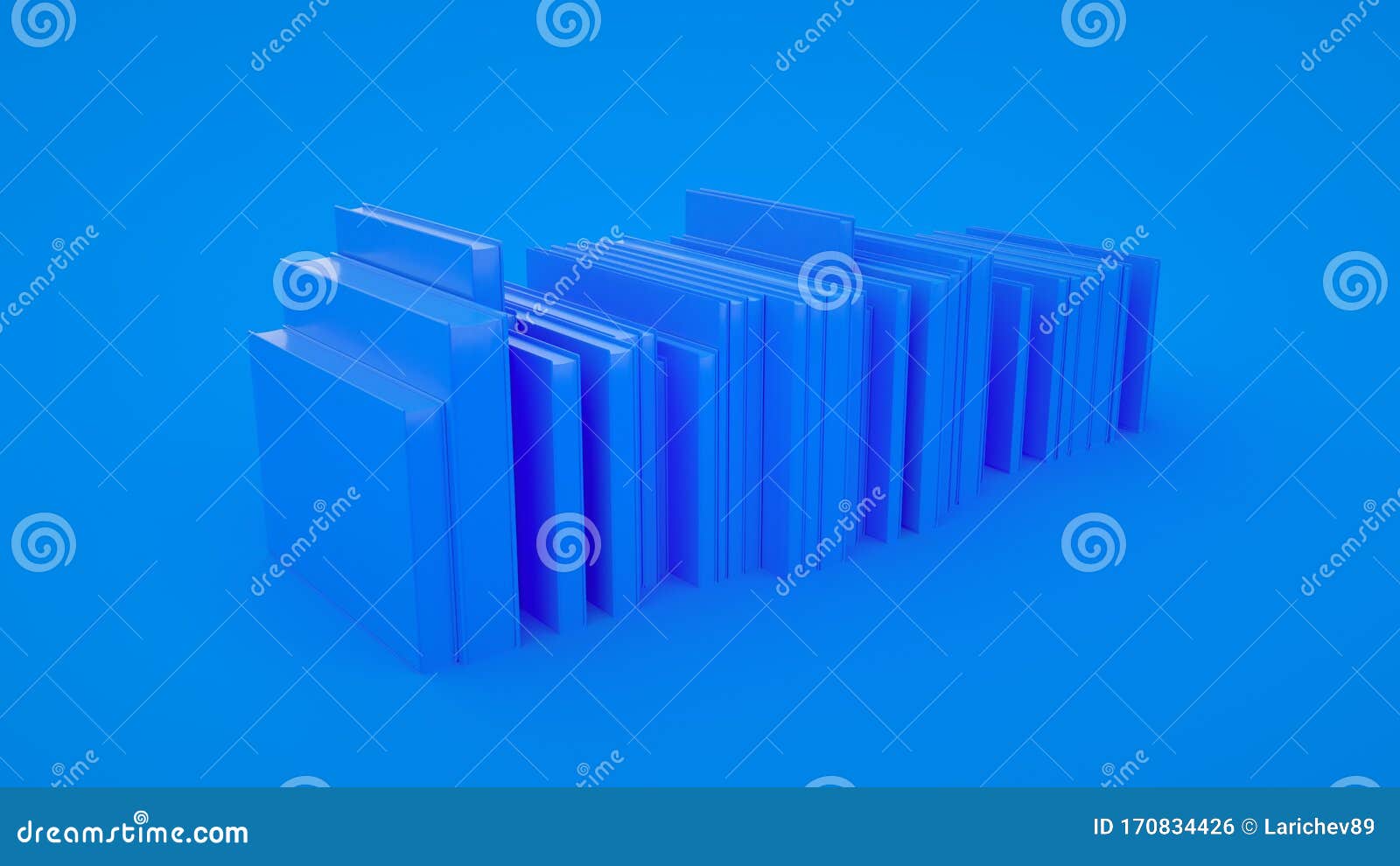 Simplified Blue Stack of Books. 3d Illustration Stock Illustration ...