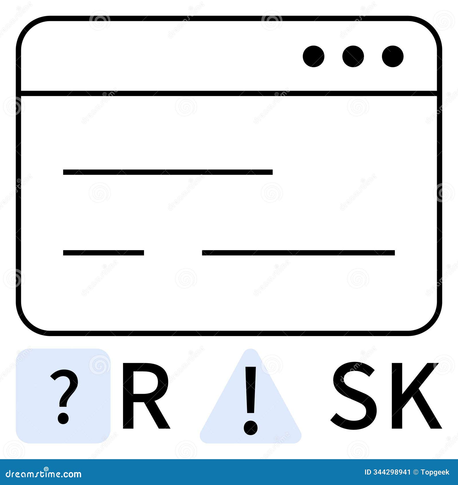Browser Window with Risk and Caution Symbols, Illustrating Online ...