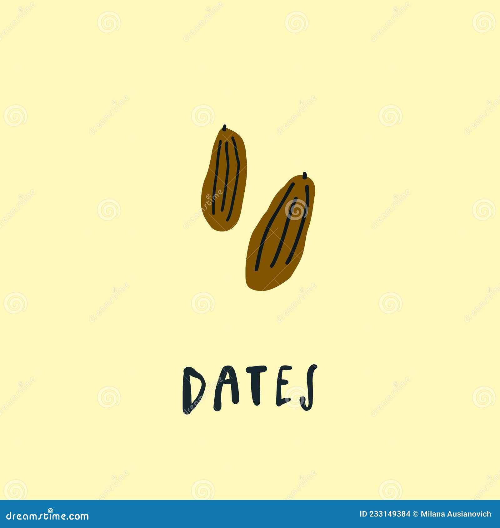 Vector Simplified Dates Drawing, Handwritten Word Stock Vector ...