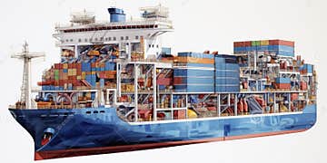 A Simplified Depiction of a Container Ship, Showcasing Its Essential ...