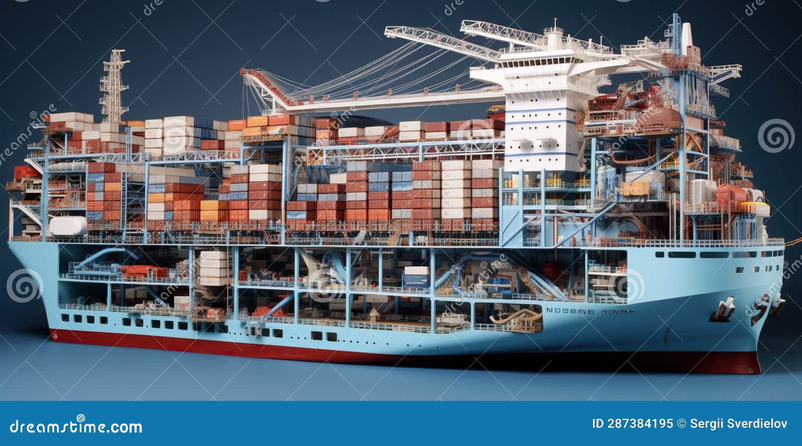 A Simplified Depiction of a Container Ship, Showcasing Its Essential ...
