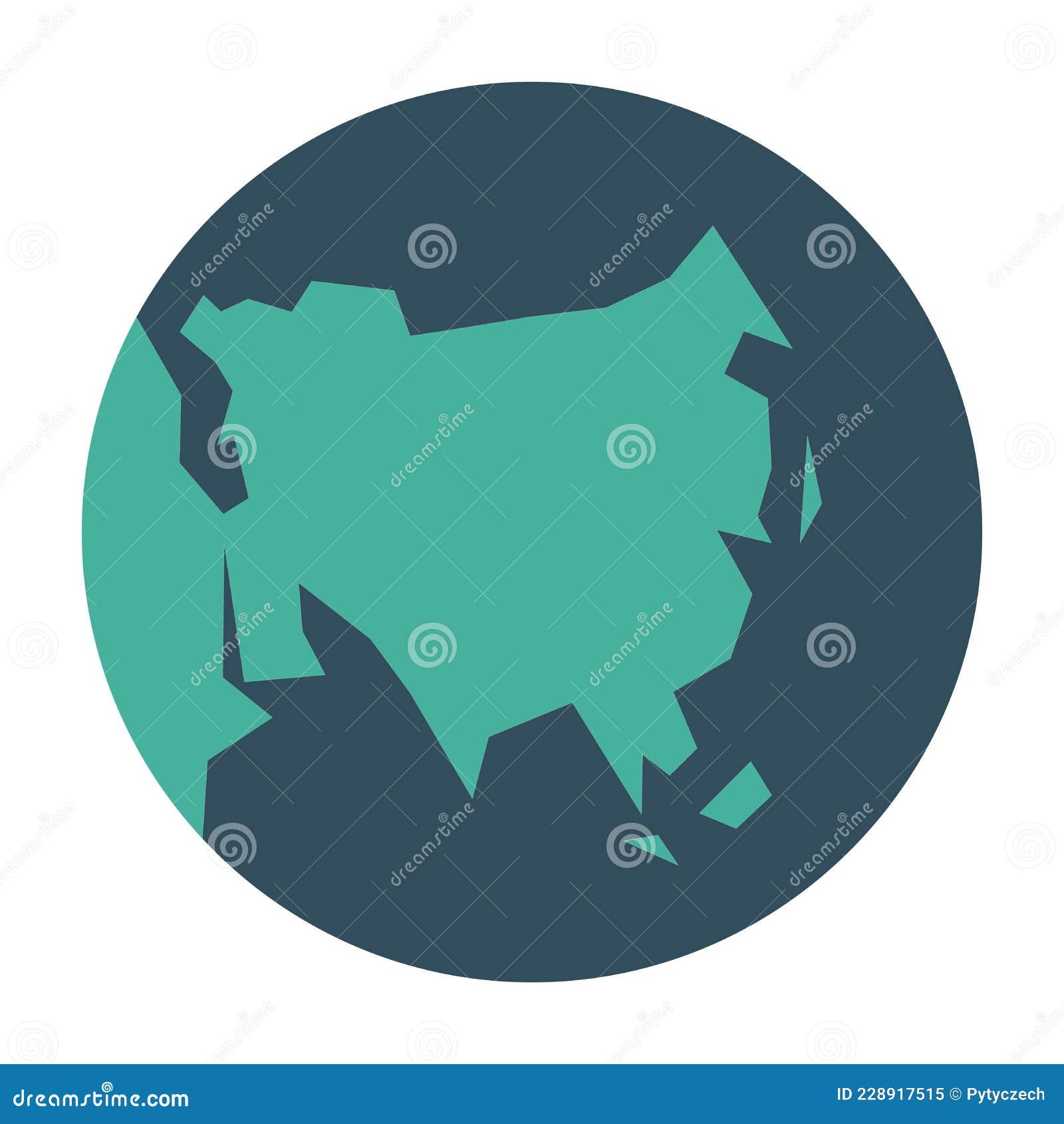 Simplified Earth Globe with Map of World Focused on Asia Stock Vector ...