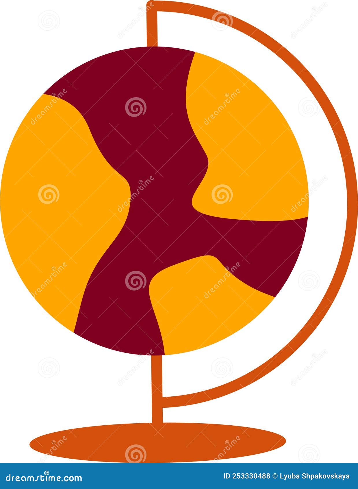 Simplified Earth Globe in Yellow and Red Colors. Vector Illustration ...