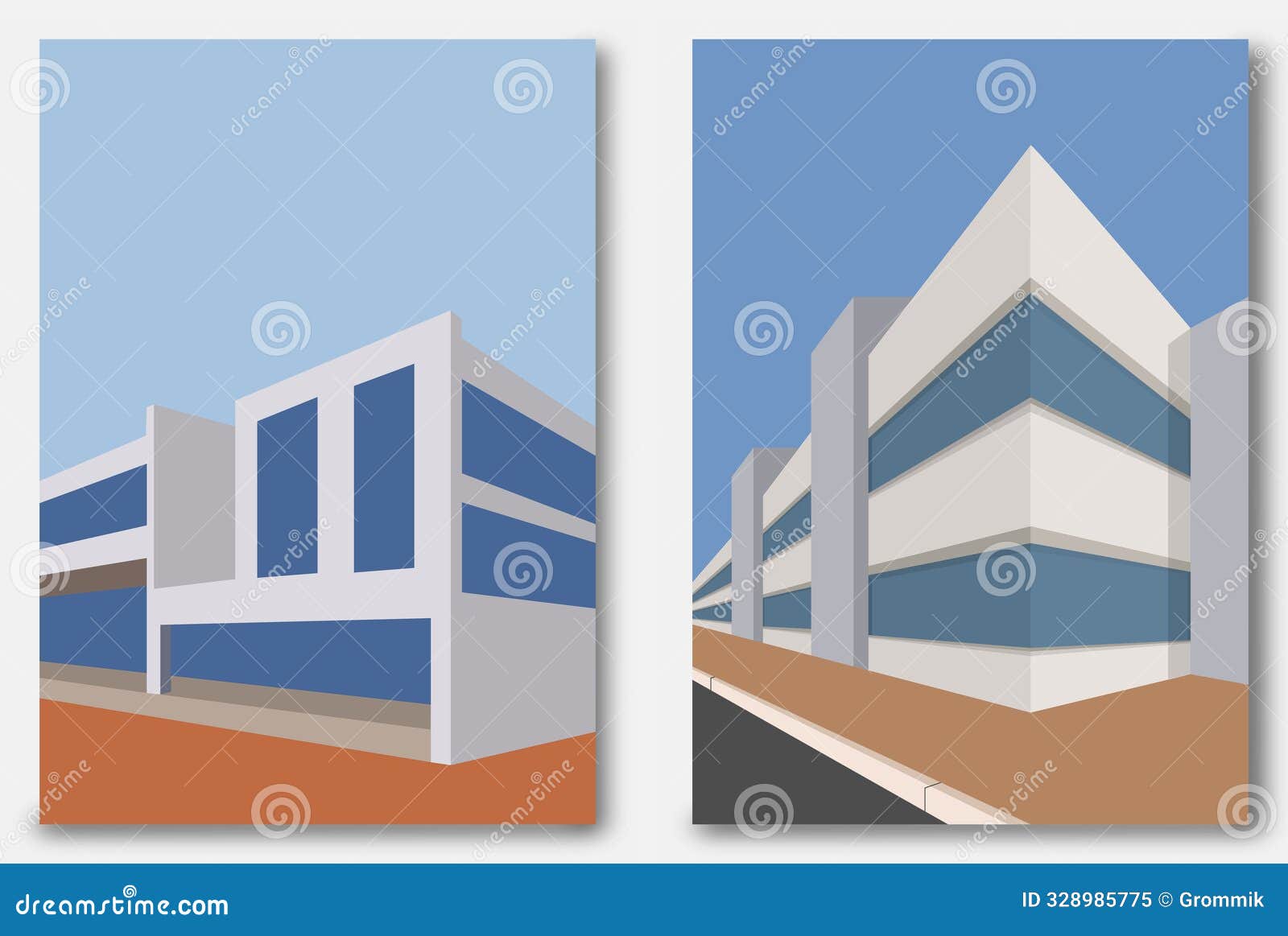 Simplified Facade of Modern Buildings. Minimalistic Abstract ...