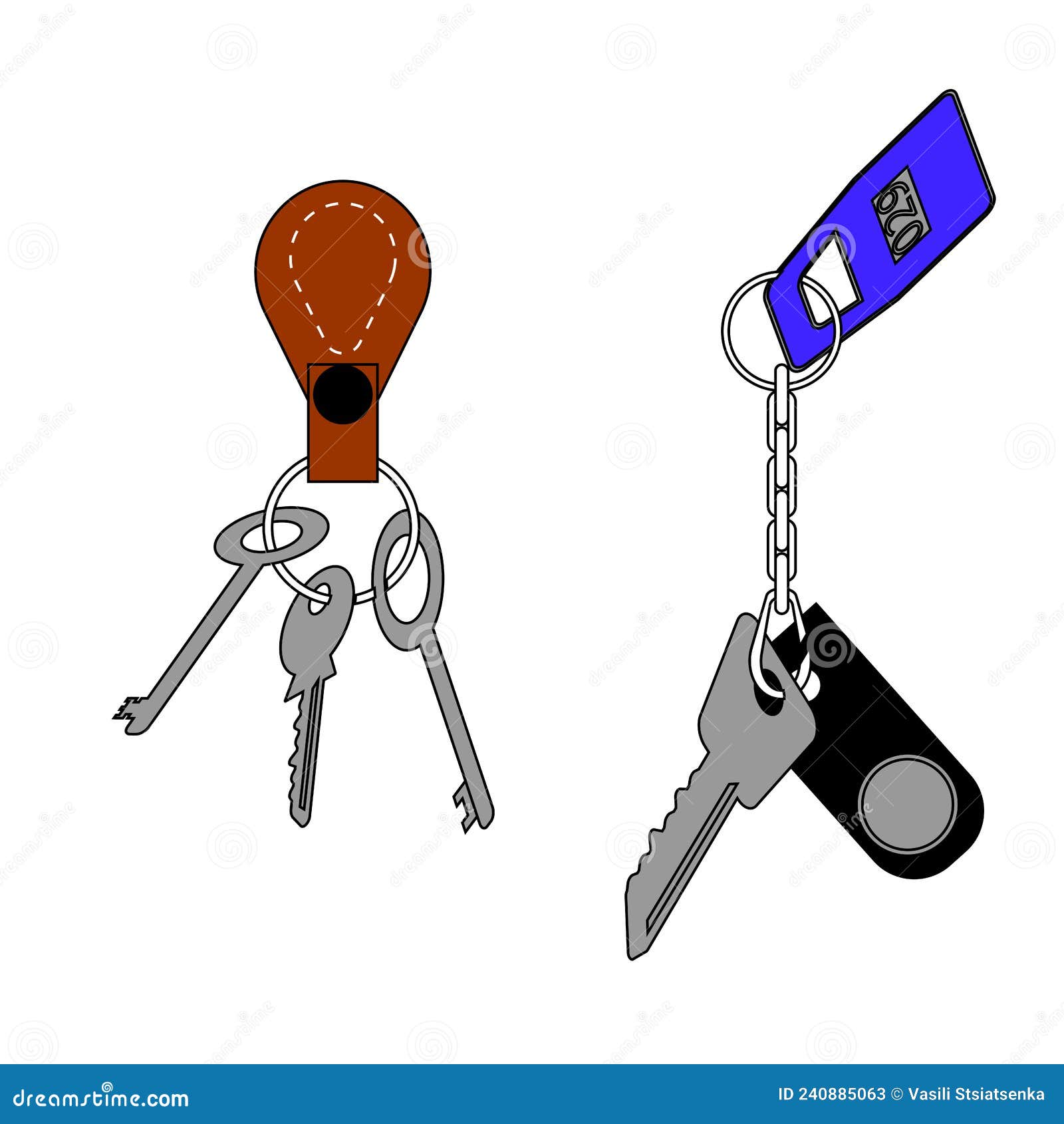Simplified Image of a Bunch of Door Keys with Keyring and Digital ...