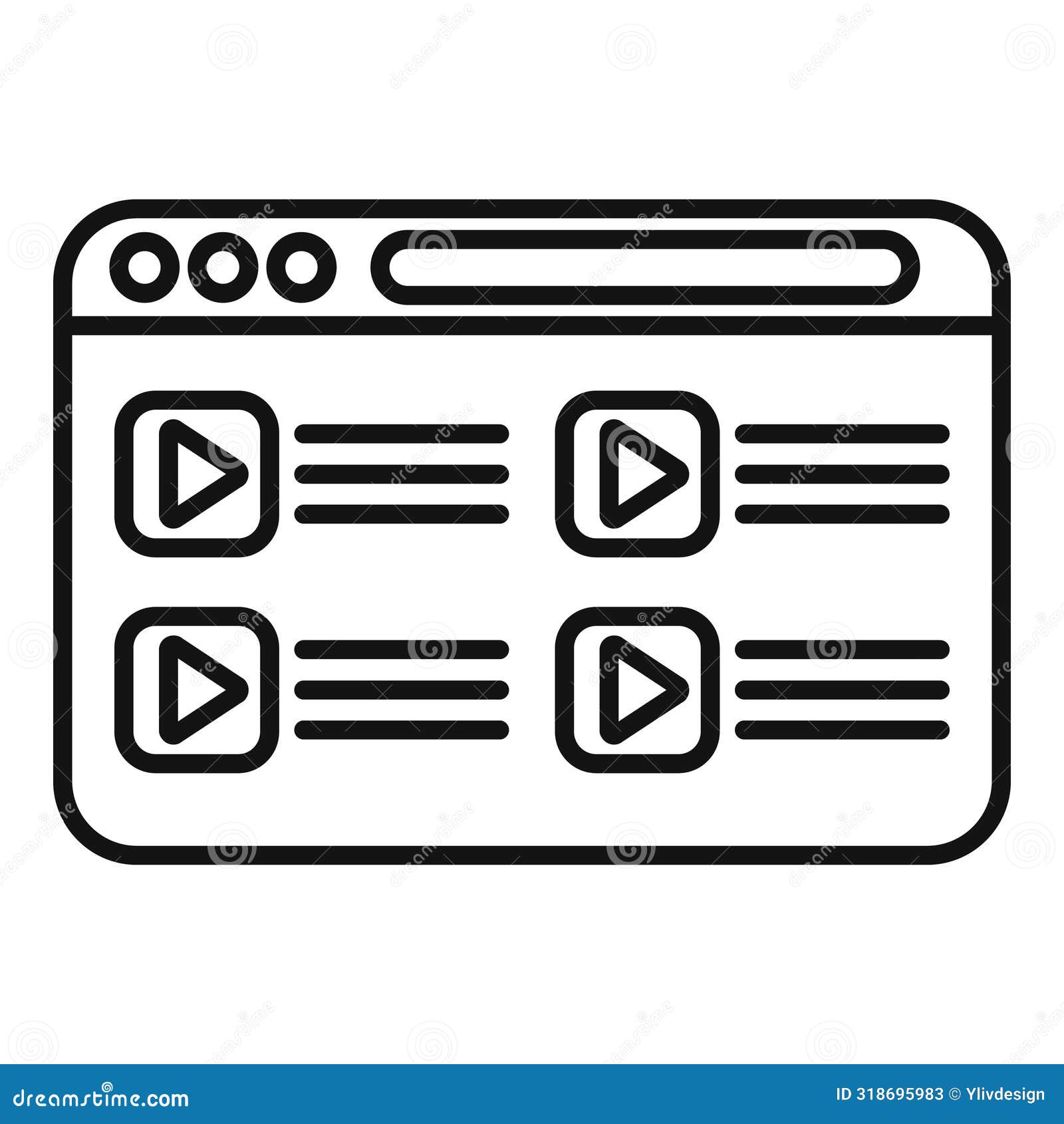 Video Streaming Website Interface Outline Stock Vector - Illustration ...