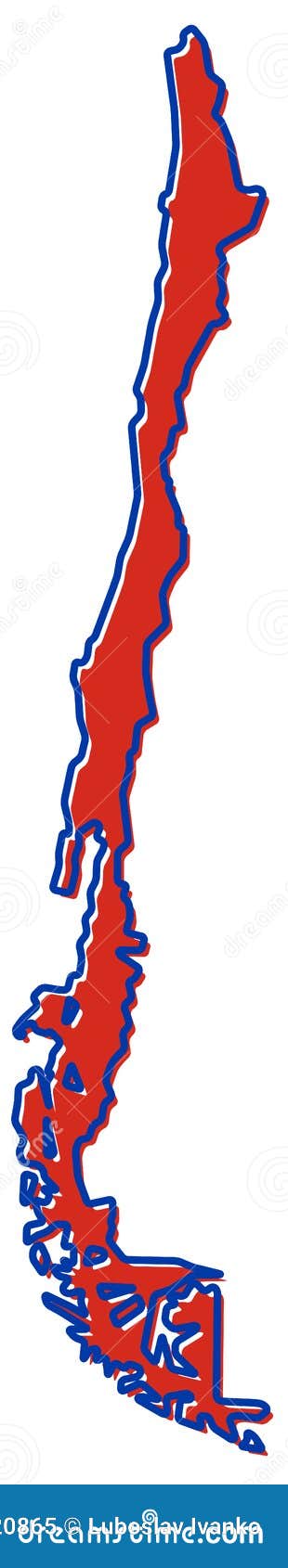 Simplified Map of Chile Outline. Fill and Stroke are National Co Stock ...