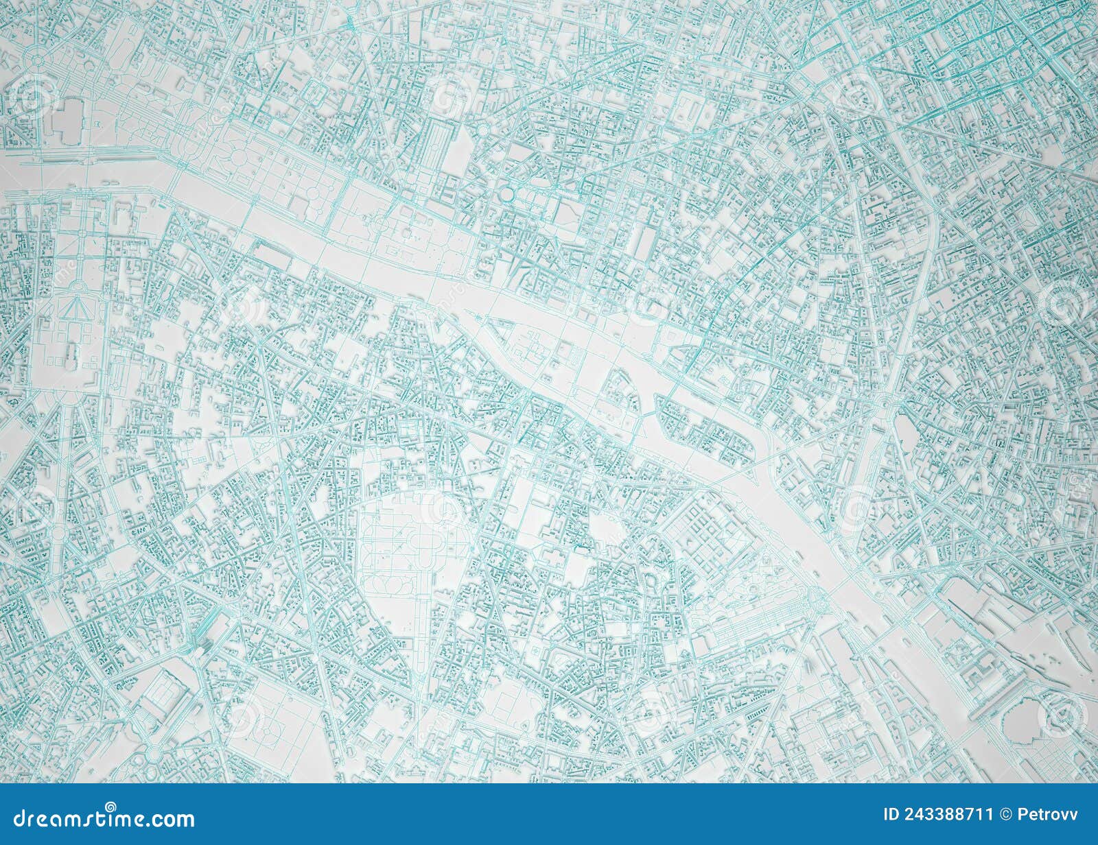 Simplified Map of the City of Paris Aerial View Stock Image - Image of ...
