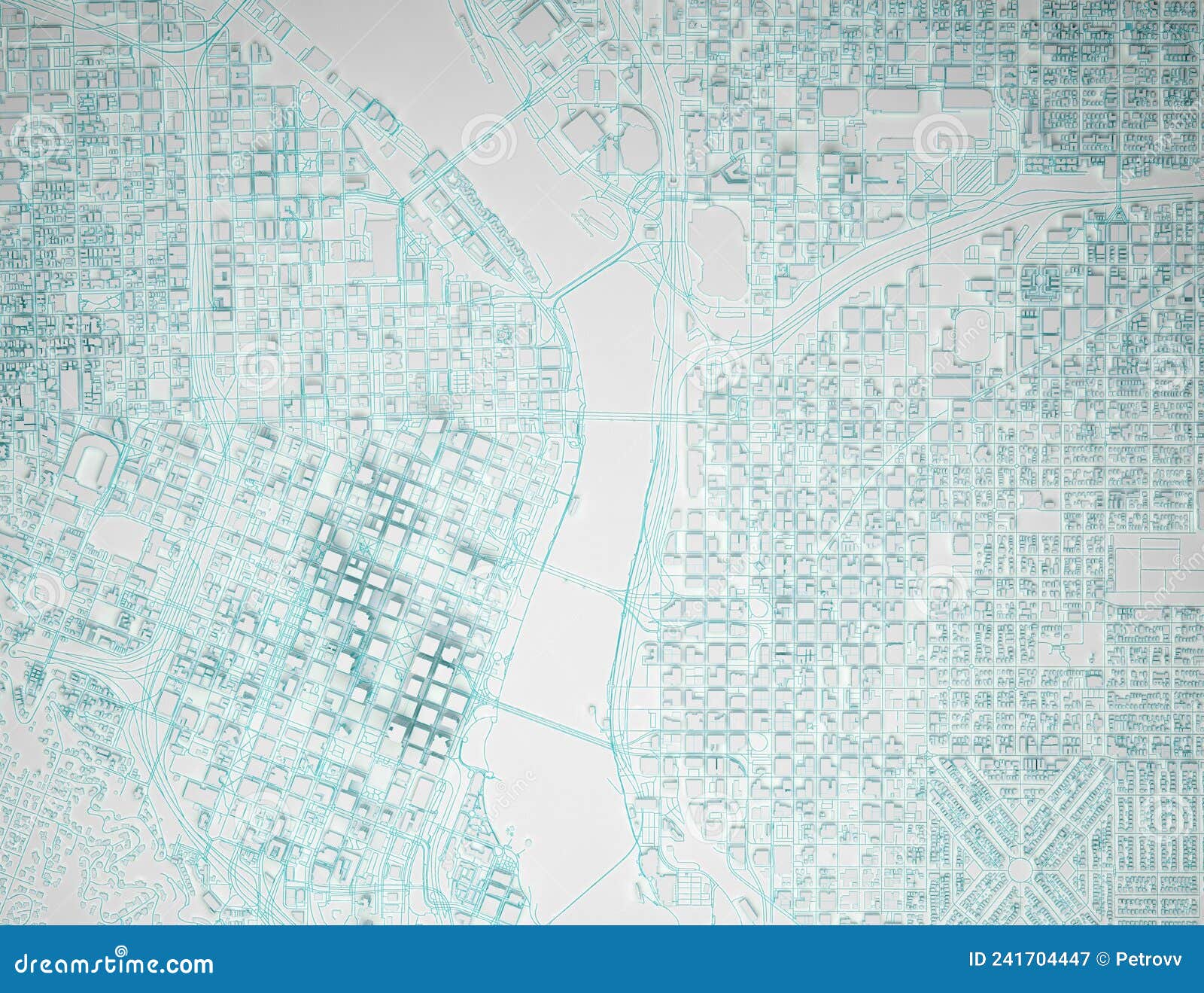 Simplified Map of the City of Portland Aerial View Stock Illustration ...