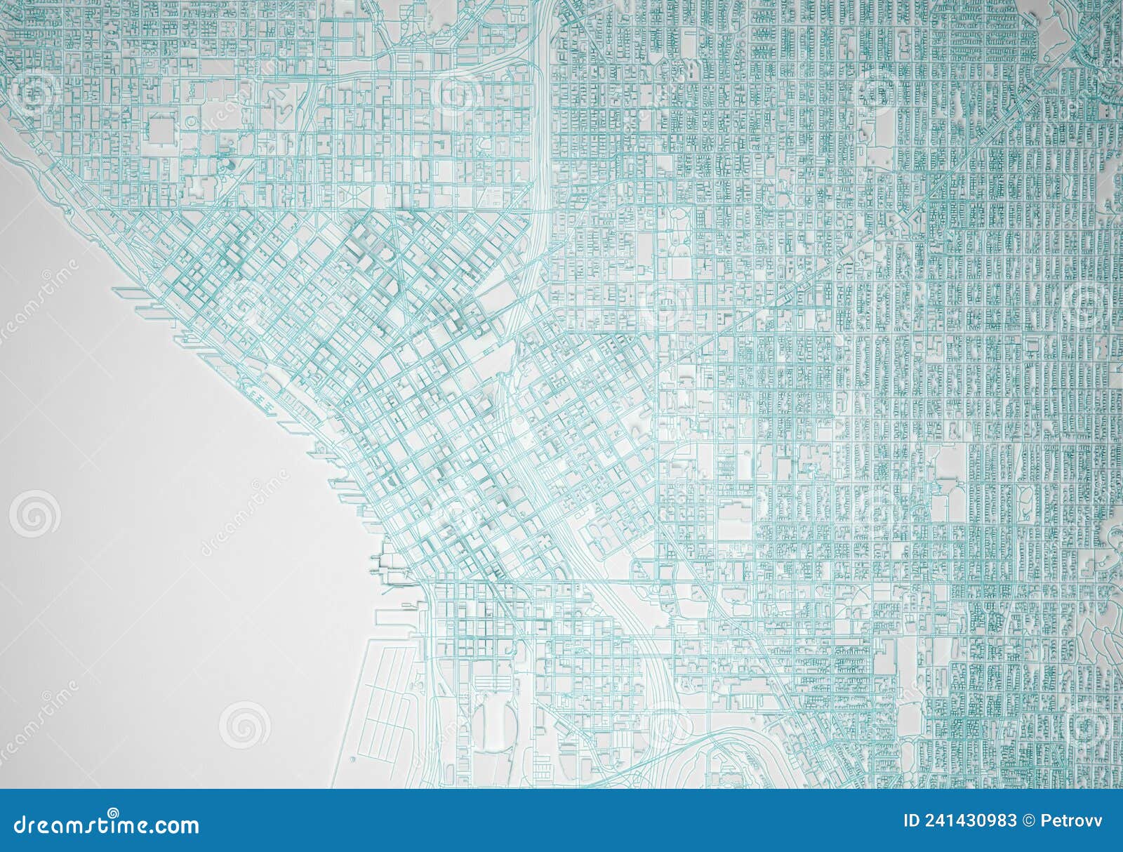 Simplified Map of the City of Seattle Aerial View Stock Illustration ...