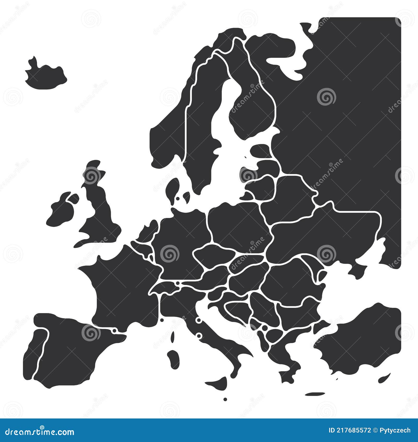 Simplified Smooth Map of Europe Stock Vector - Illustration of ...