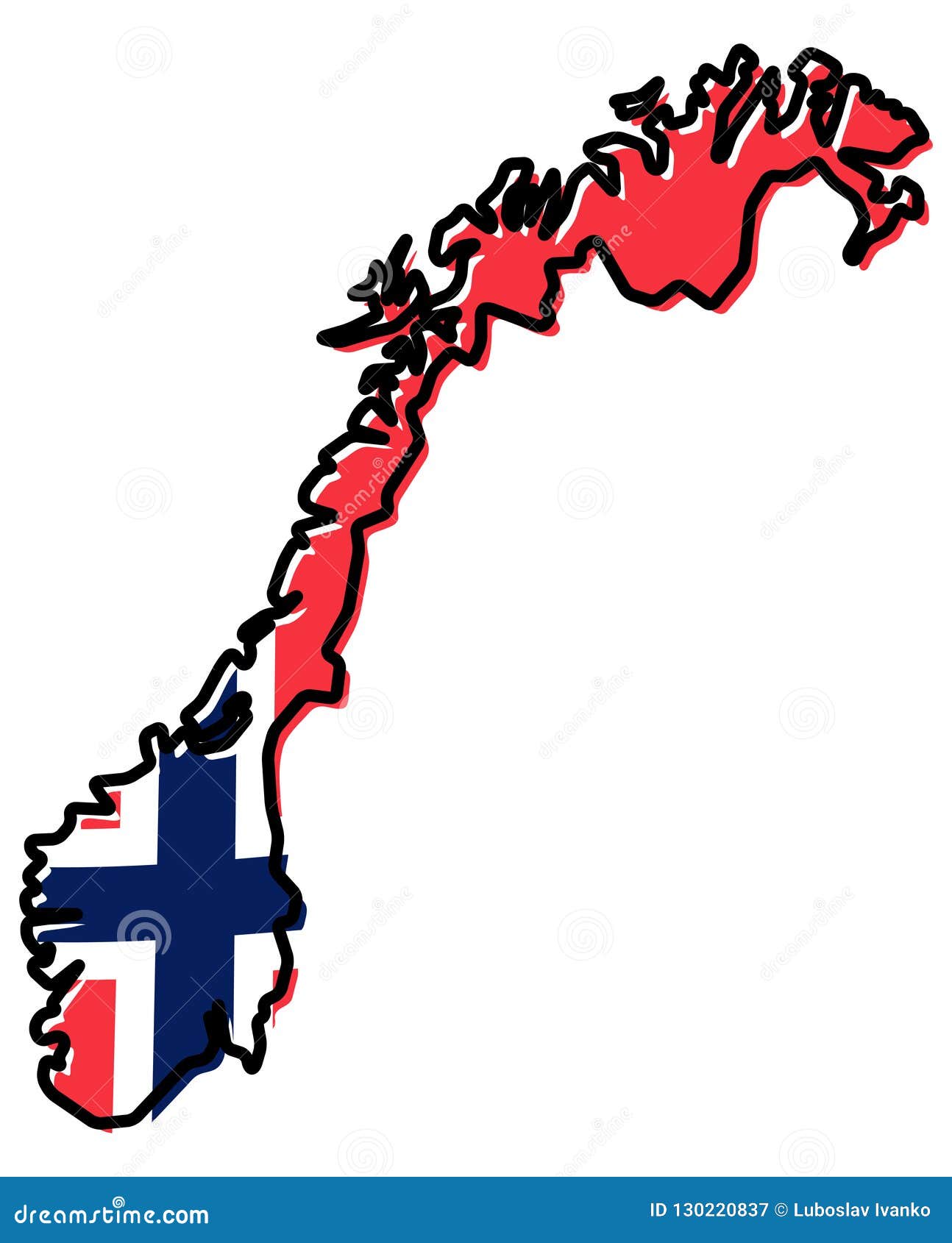 Norway Outline Map National Borders Country Shape Vector Illustration ...