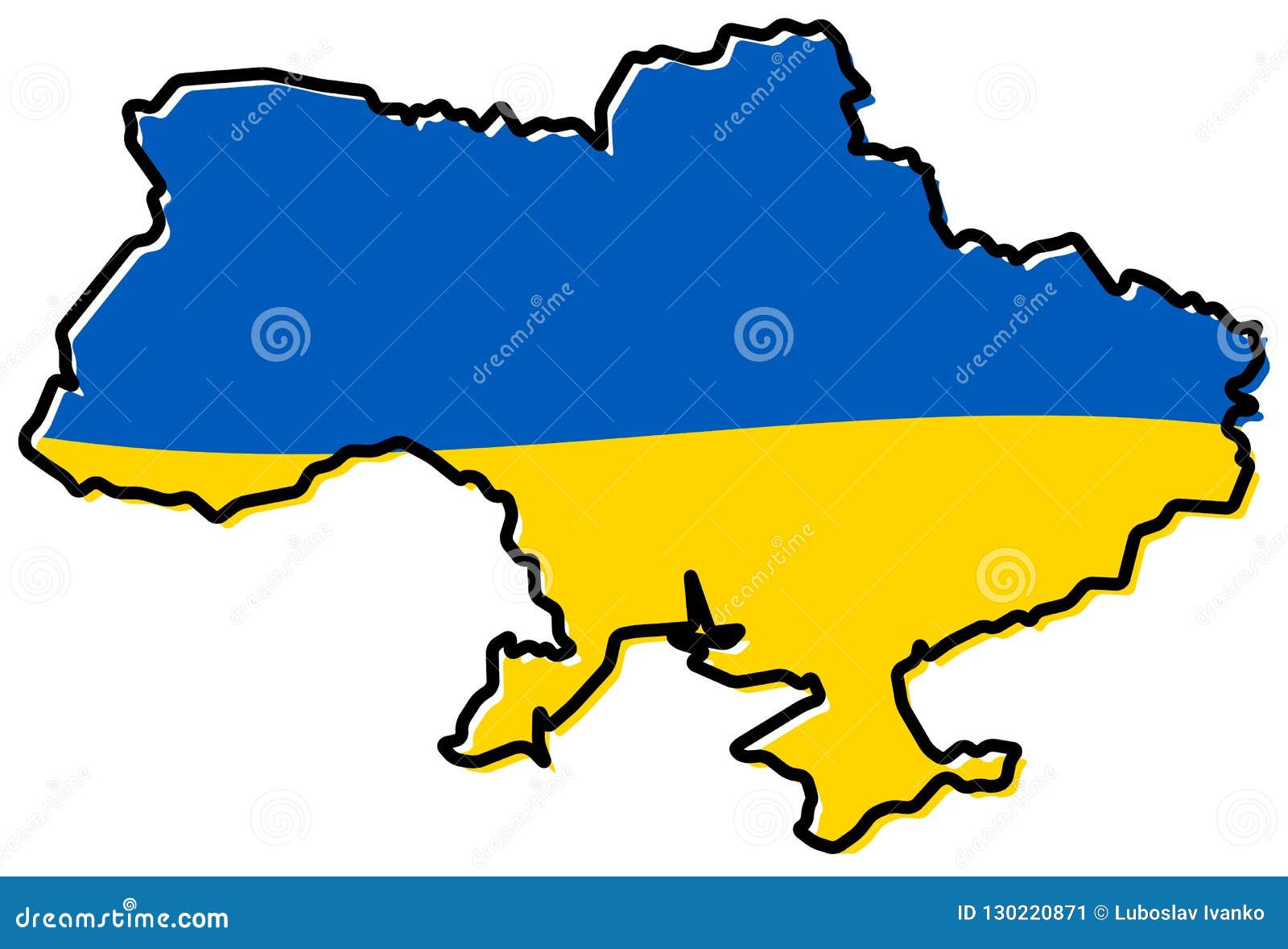 Simplified Map of Ukraine Outline, with Slightly Bent Flag Under Stock ...