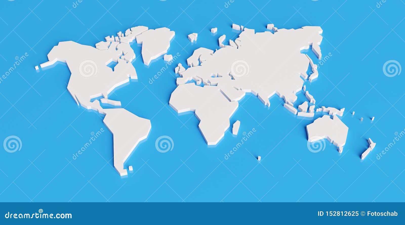 Simplified Map of the World, 3d Render Stock Illustration ...