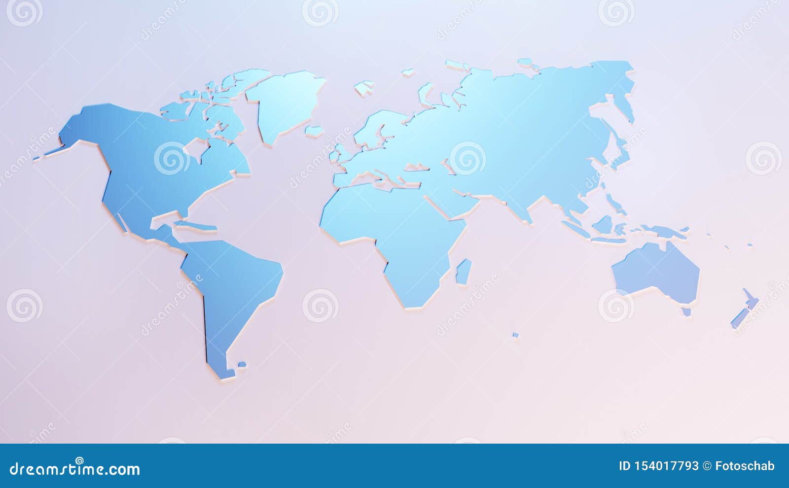 Simplified Map of the World, 3d Render Stock Illustration ...