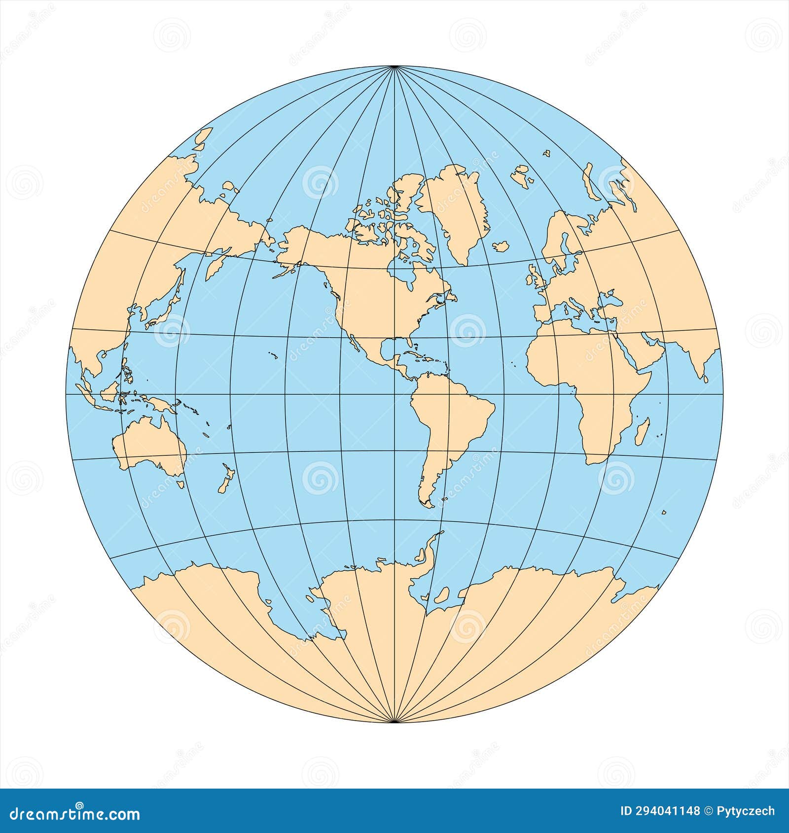 Simplified Map of World Focused on Americas Stock Vector - Illustration ...