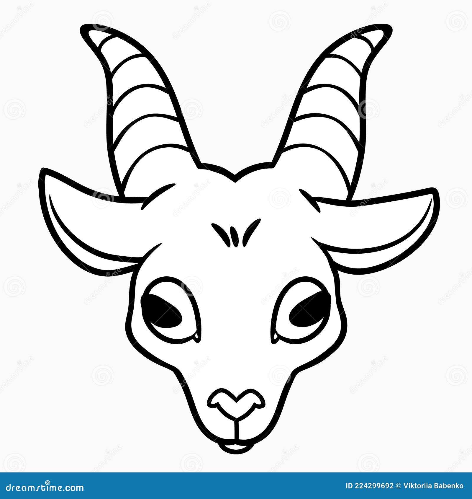 Simplified Outline Goat Head Stock Vector - Illustration of amulet ...