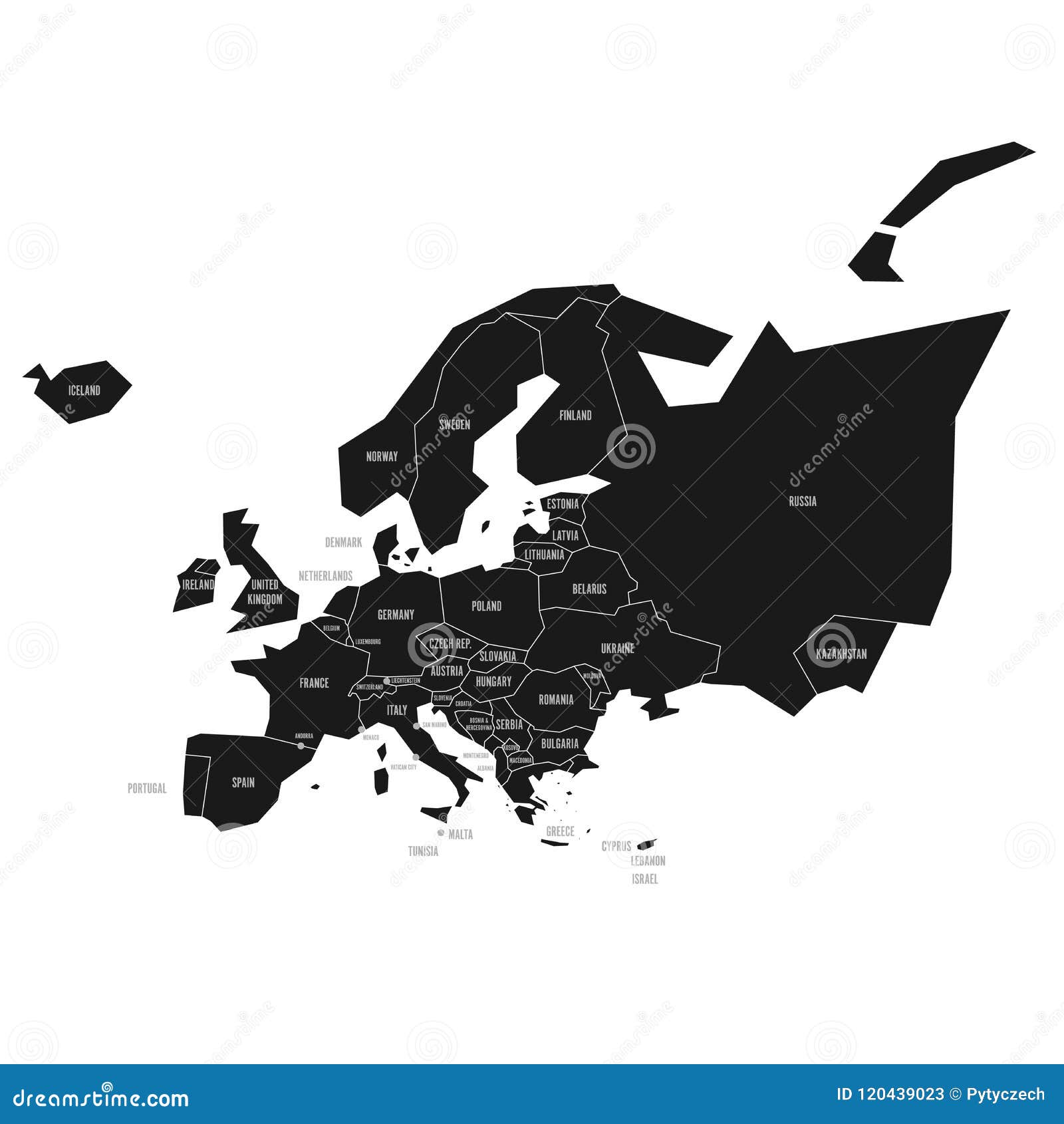Simplified Schematic Map Of Asia. Vector Political Map In High Contrast ... Simplified Schematic Map Of Asia. Vector Political Map In High Contrast ...