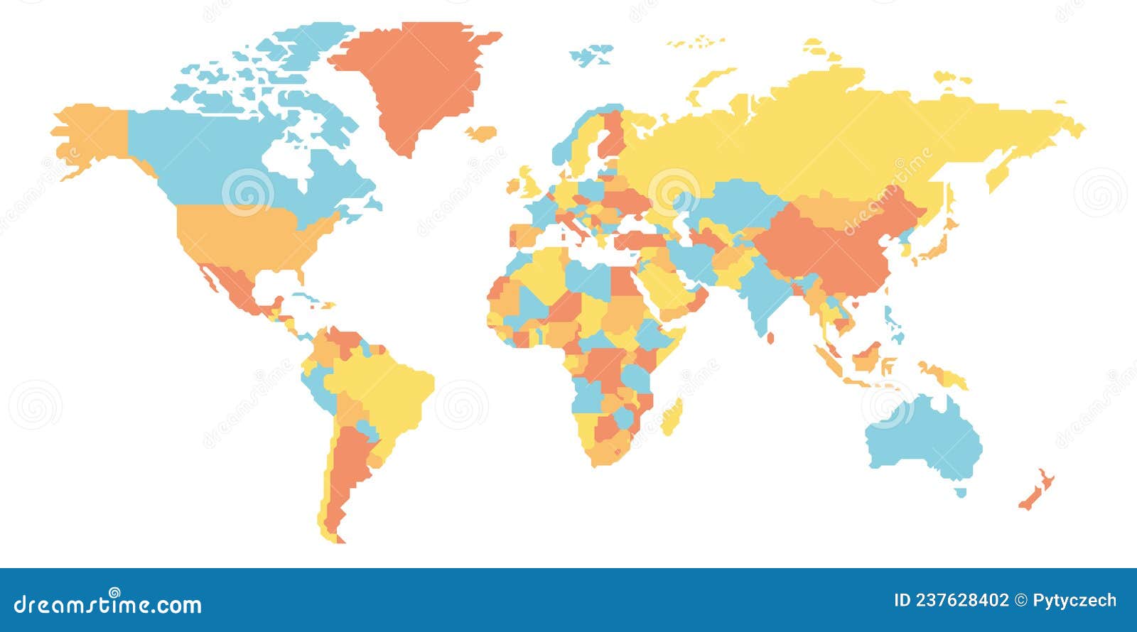 Simplified Smooth Border World Map Stock Vector - Illustration of ...