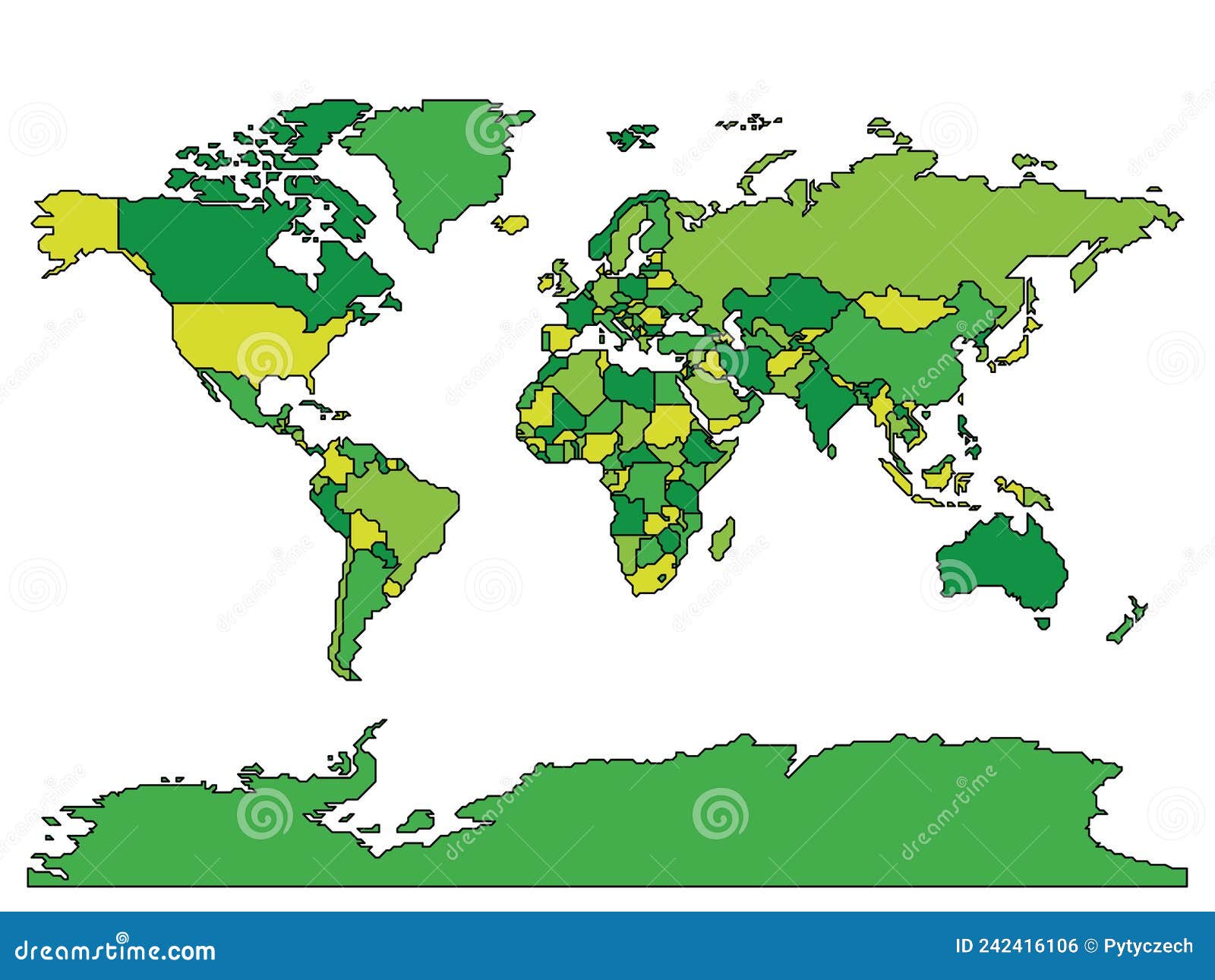 Simplified Smooth Border World Map Stock Vector - Illustration of ...