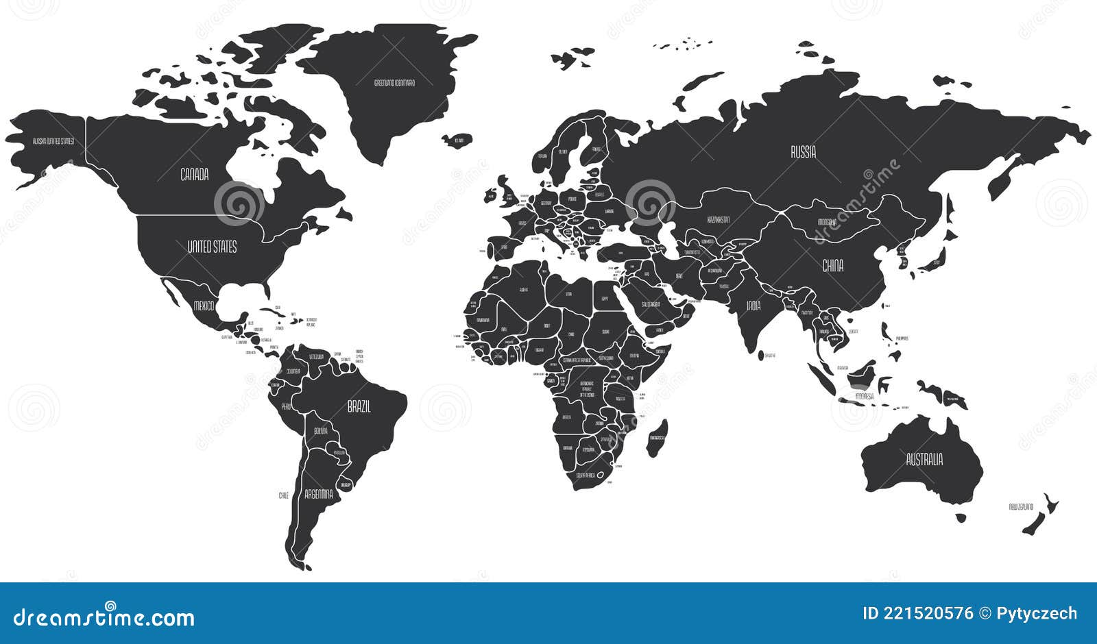 Simplified Smooth Border World Map Stock Vector - Illustration of state ...