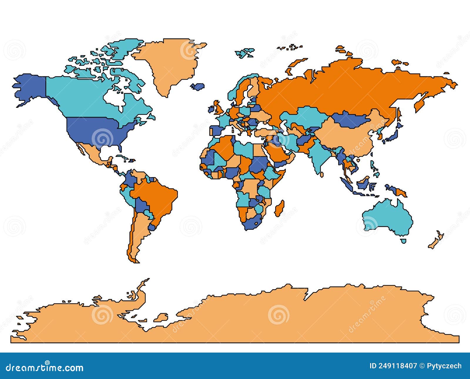 Simplified Smooth Border World Map Stock Vector - Illustration of ...
