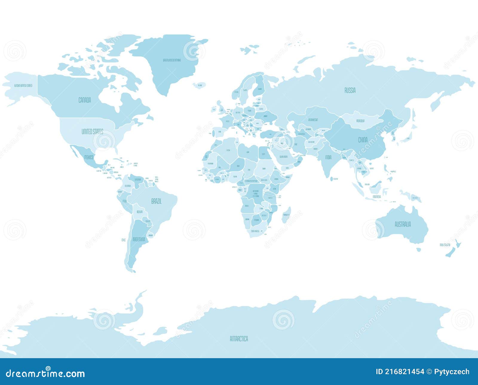 World Map With Smoothed Country Borders. Vector Illustration ...