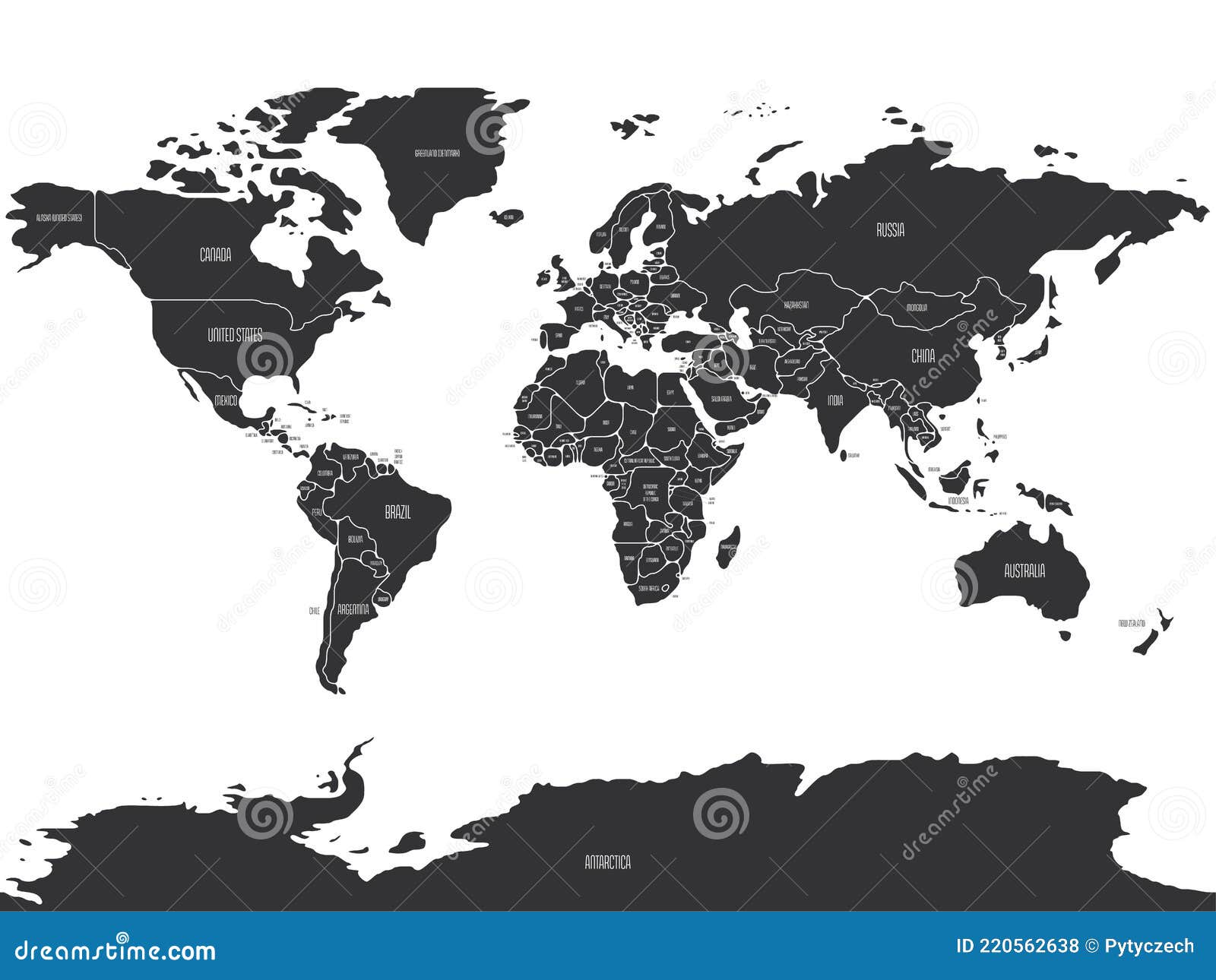 Simplified Smooth Border World Map Stock Vector - Illustration of ...