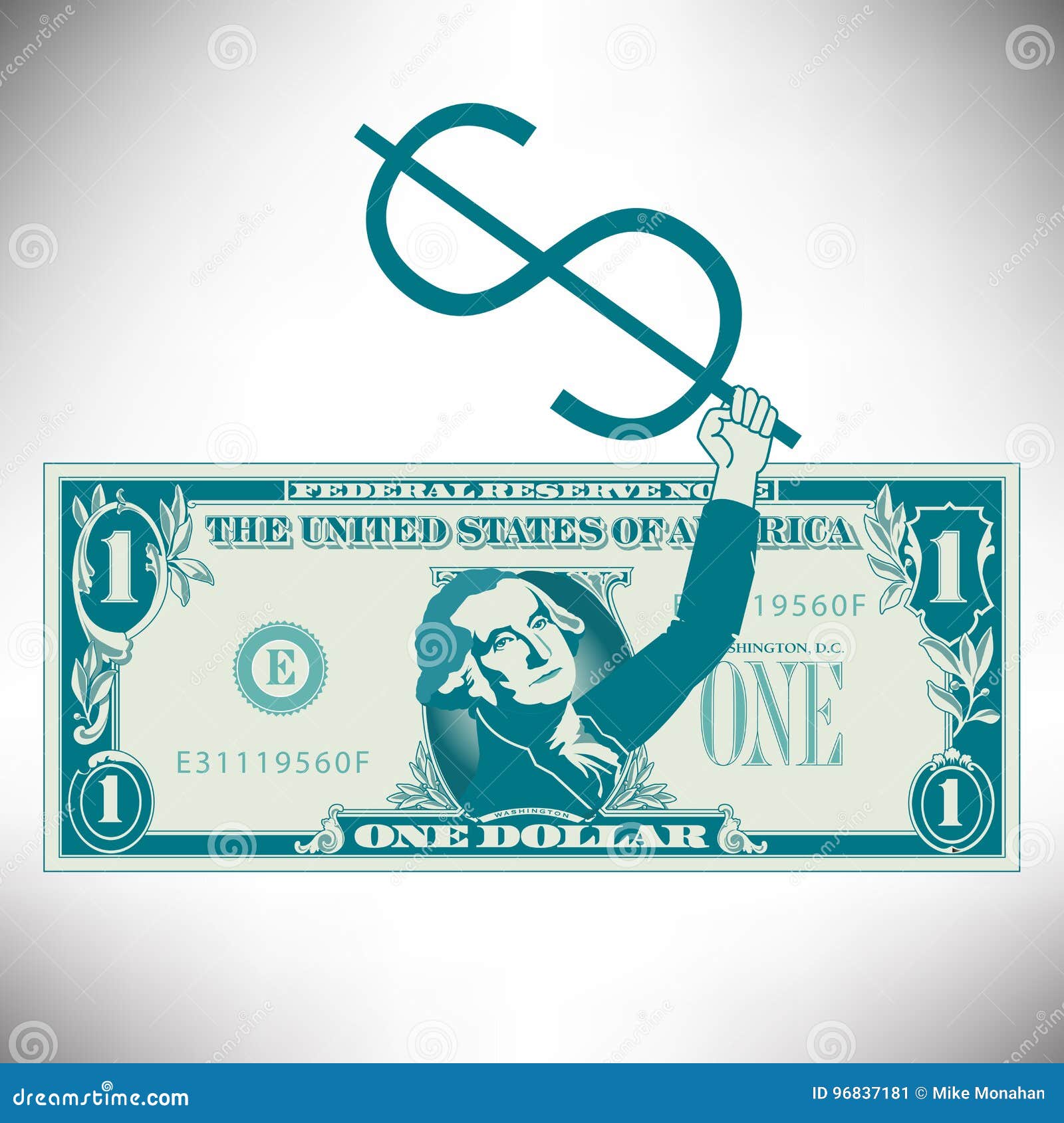 Simplified and Stylized Dollar Bill Stock Vector - Illustration of ...