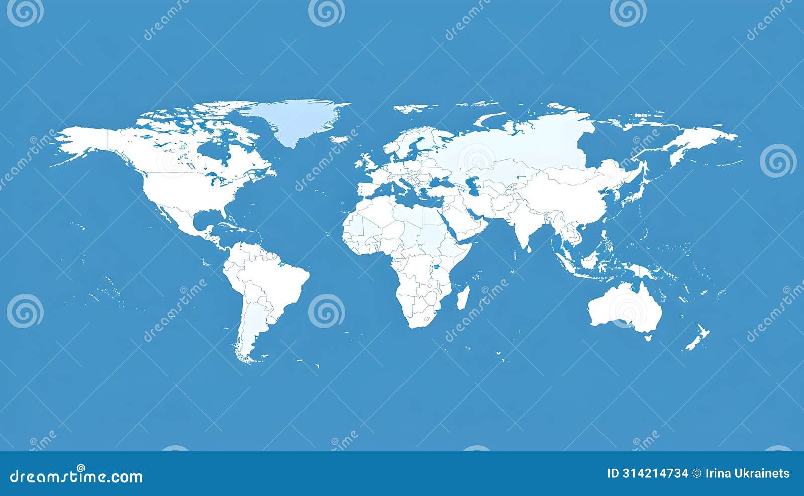 Simplified Stylized World Map on Blue Background, Educational and Web ...