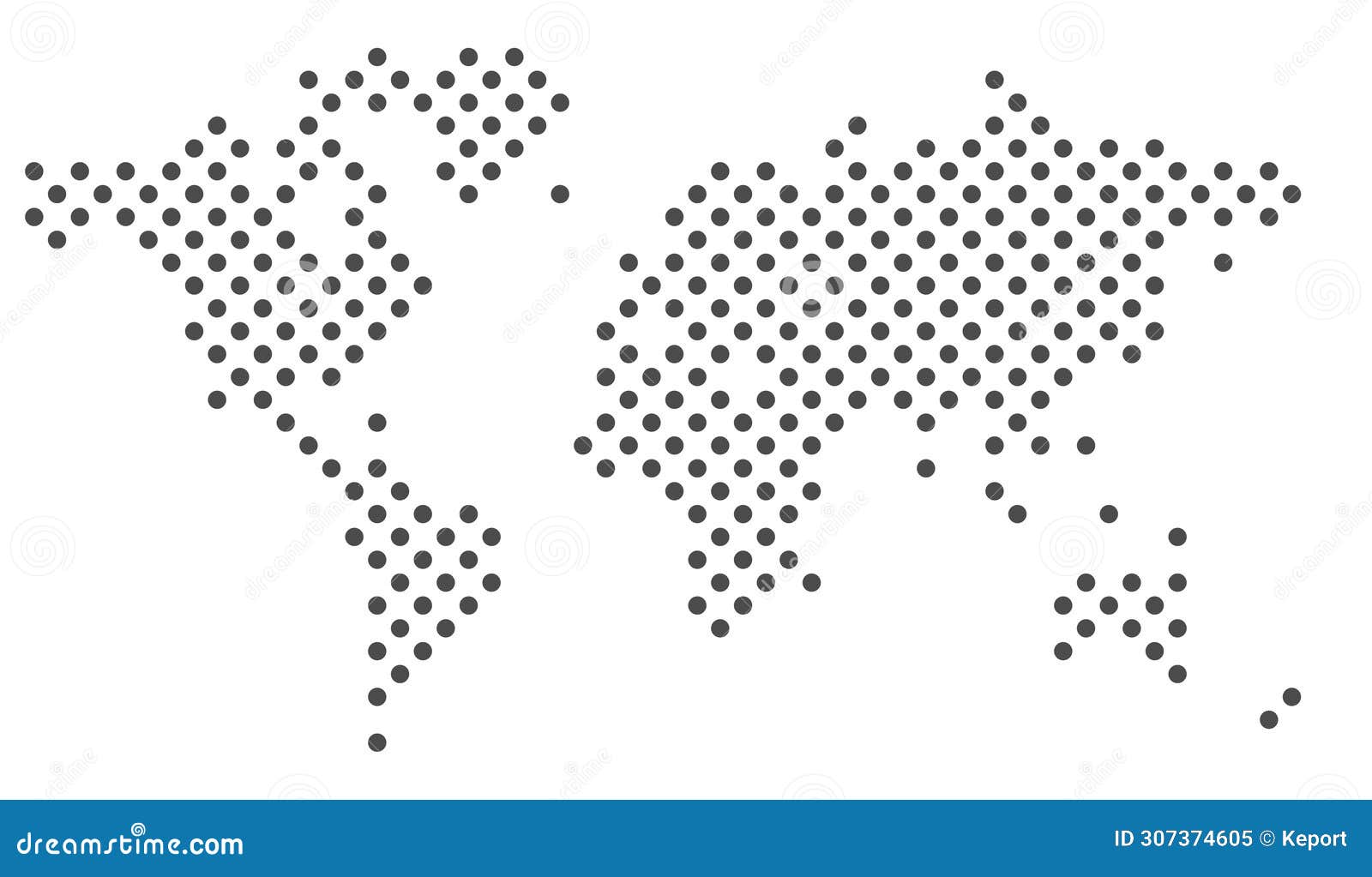 Simplified World Map with Black Dots Stock Illustration - Illustration ...