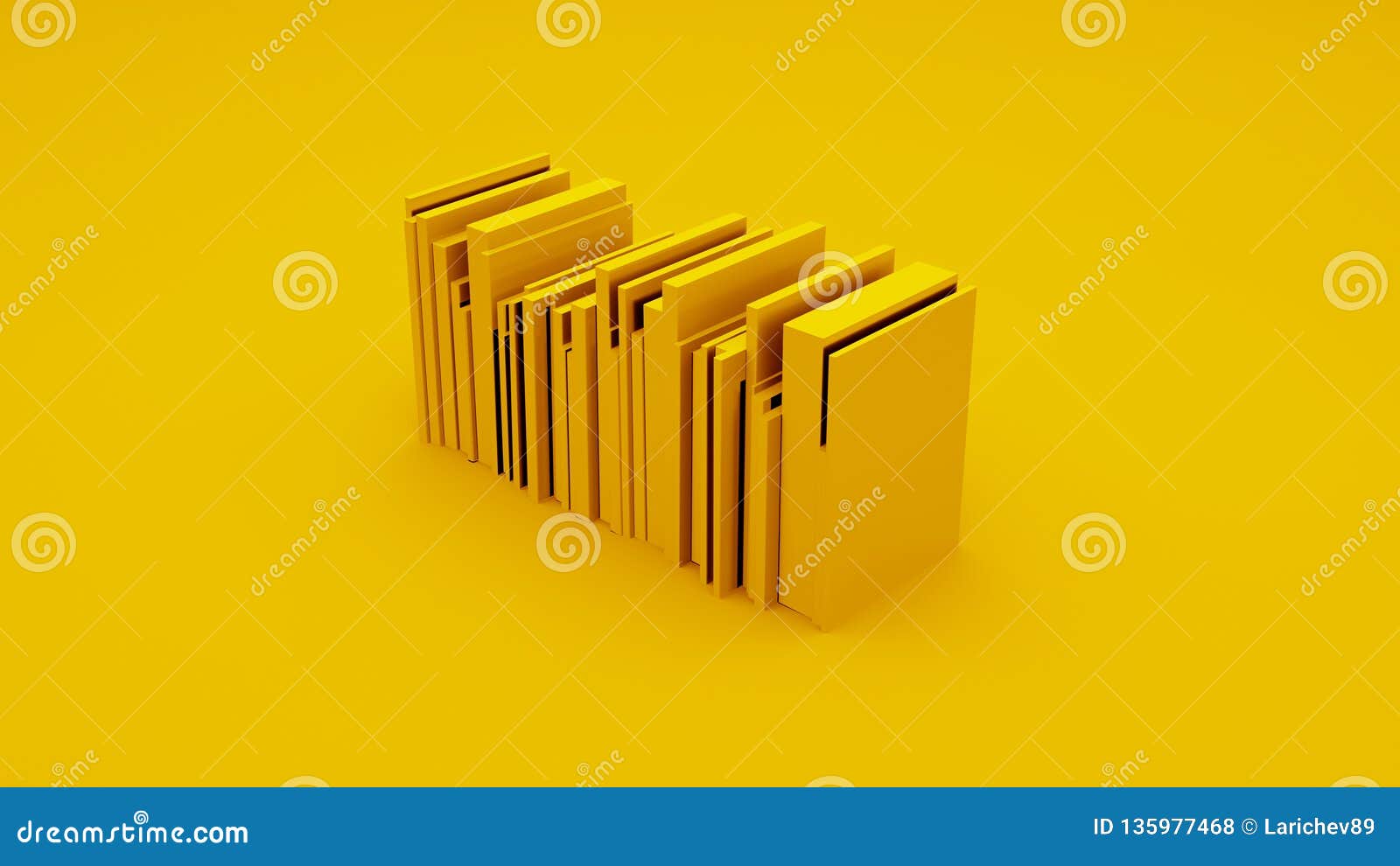 Simplified Yellow Stack of Books. 3d Illustration Stock Illustration ...