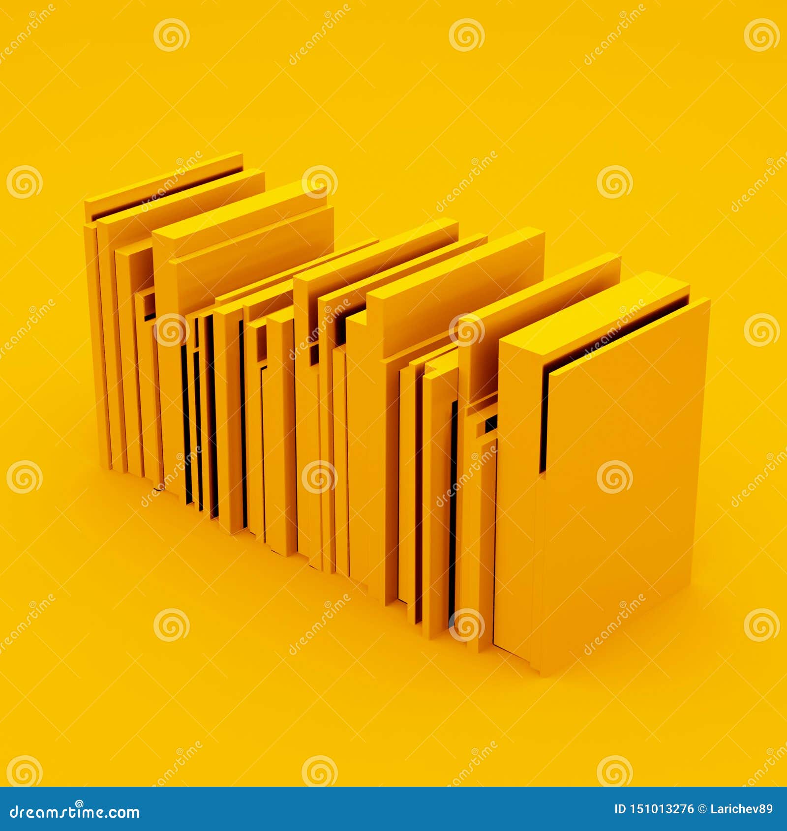 Simplified Yellow Stack of Books. 3d Illustration Stock Illustration ...