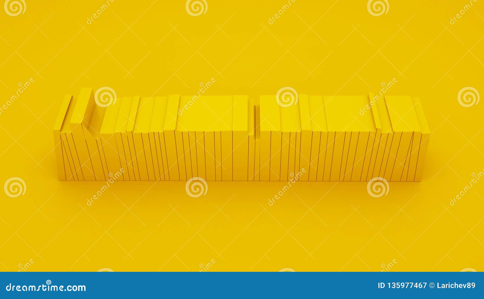 Simplified Yellow Stack of Books. 3d Illustration Stock Illustration ...