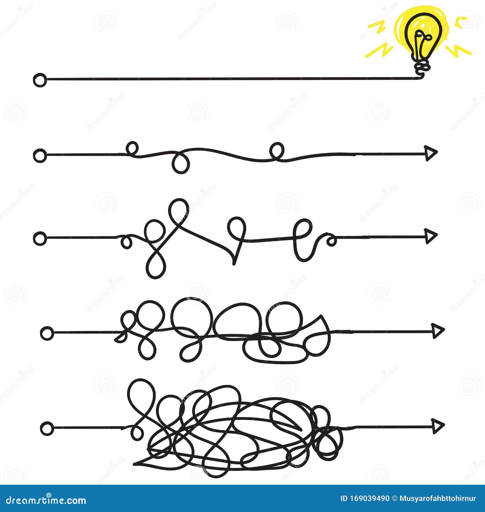 Simplifying Complex Process Concept. Doodle Lightbulb On Yellow ...
