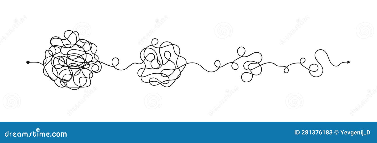 Simplifying Complex Problem Concept, Untangling Chaotic Arrow Line. Simplification Process ...