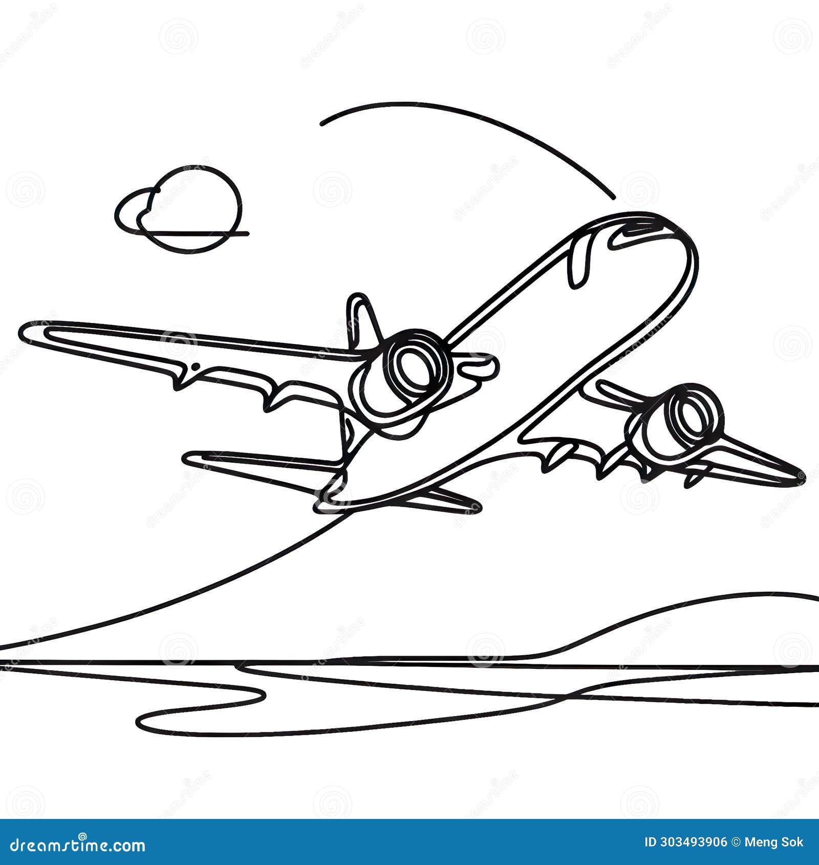 A Simplistic Airplane Sketch is Depicted on a Plain White Background ...